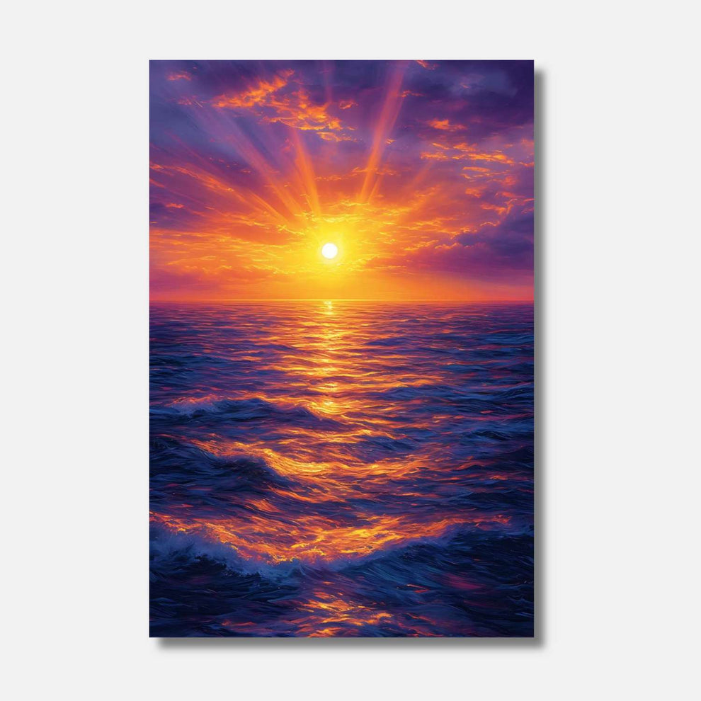 Coucher de soleil sur la mer peinture – Mer Aux Trésors