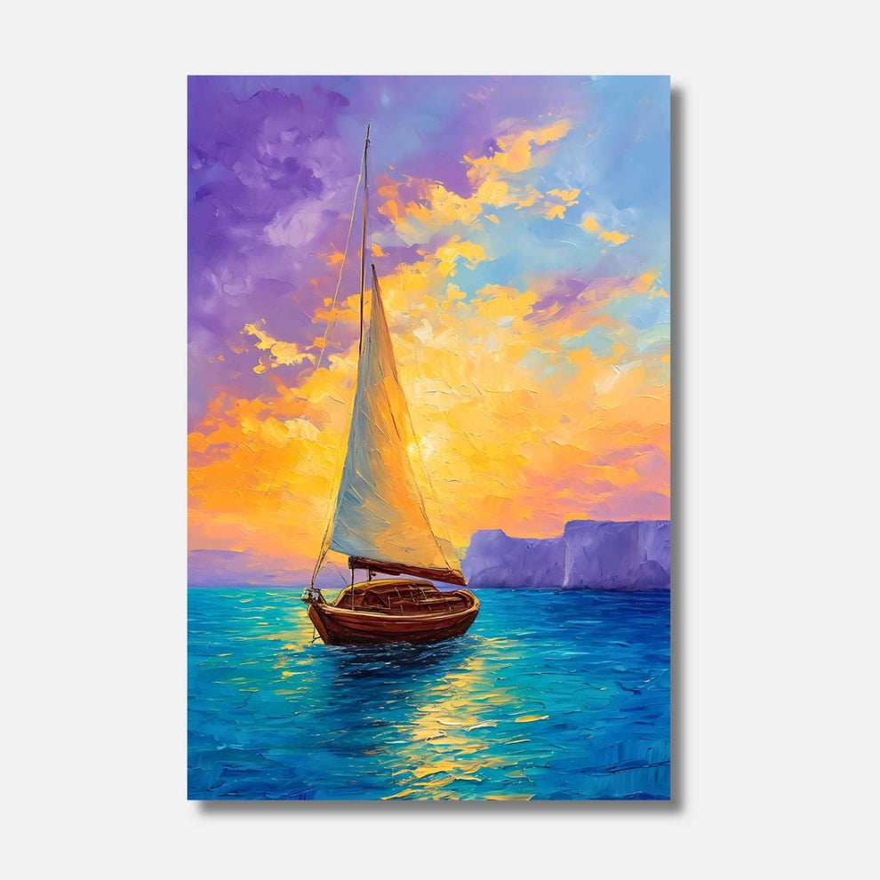 Tableau peinture acrylique bateau mer – Mer Aux Trésors